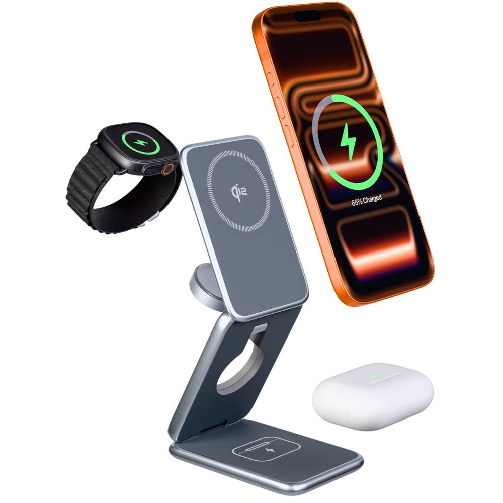 Qi2 3-in-1 Apple Foldable Wireless Charger | MagSafe Travel Charging ...